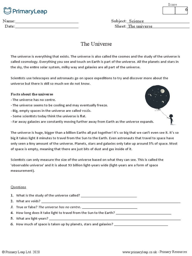 reading-comprehension-the-universe-reading-comprehension-exercises ...