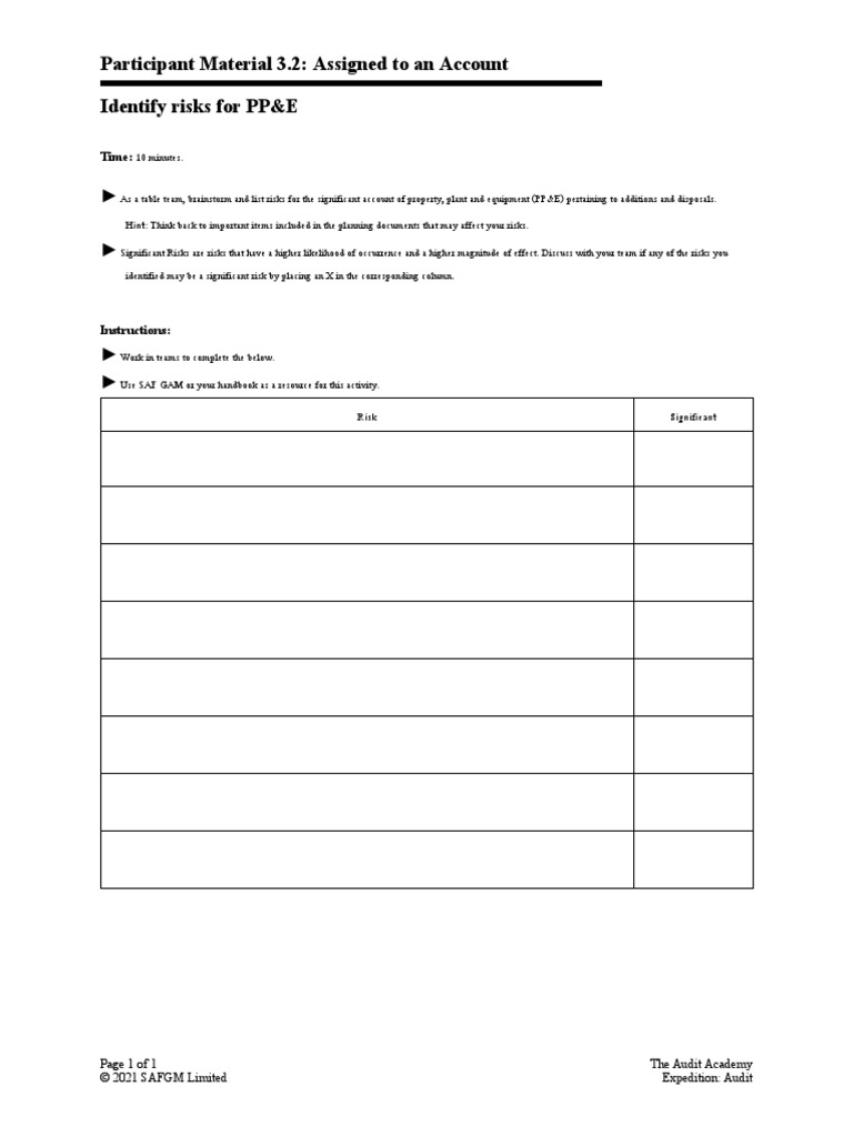 ASSR - AA - STF - NEW - L3 - PM 3.2 - PPE Risks | PDF