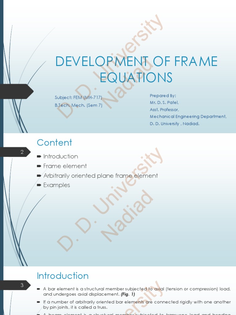 Development of Frame Equations | PDF | Matrix (Mathematics) | Beam ...