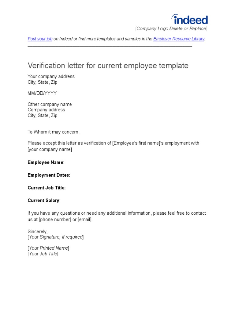 Verification Letter Templates and Samples — Indeed | PDF | Business ...