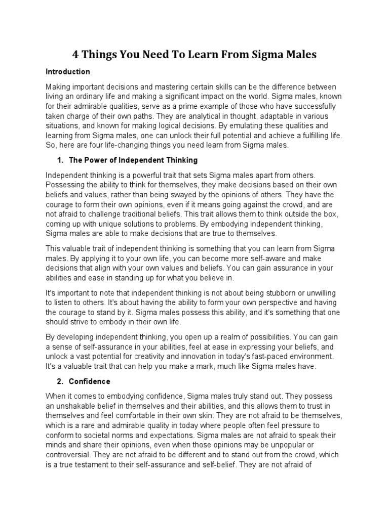 4 Things You Need To Learn From Sigma Males | PDF | Thought | Emotions