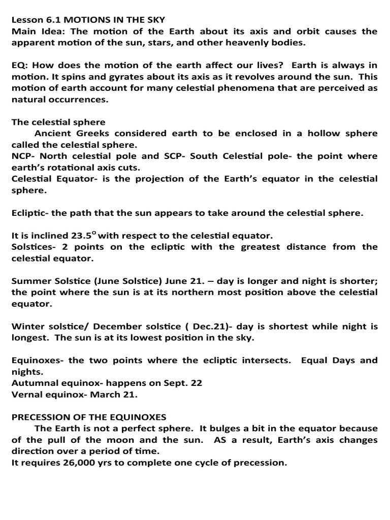 Chapter 6 - Motions in The Sky | PDF | Velocity | Acceleration