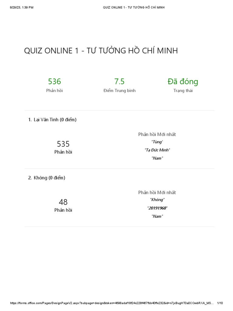 Quiz Online 1 - Tư Tư NG H Chí Minh | PDF