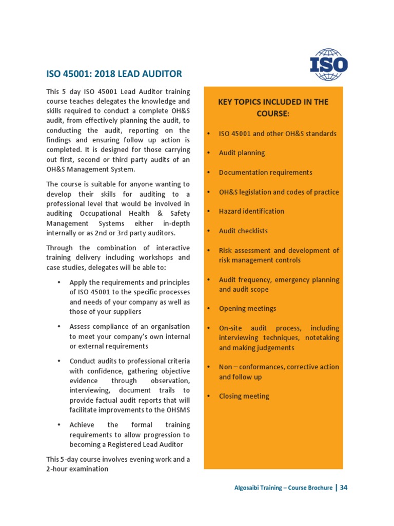 ASAS Training Brochure ISO 45001 Lead Auditor | PDF | Business