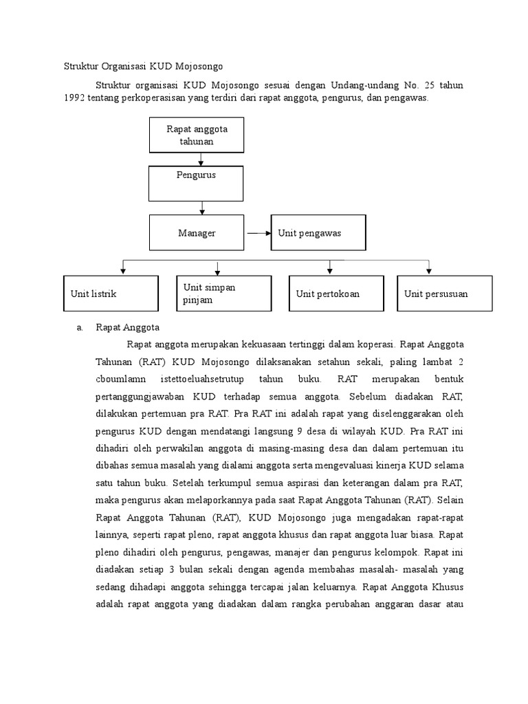 Struktur Organisasi KUD Mojosongo | PDF
