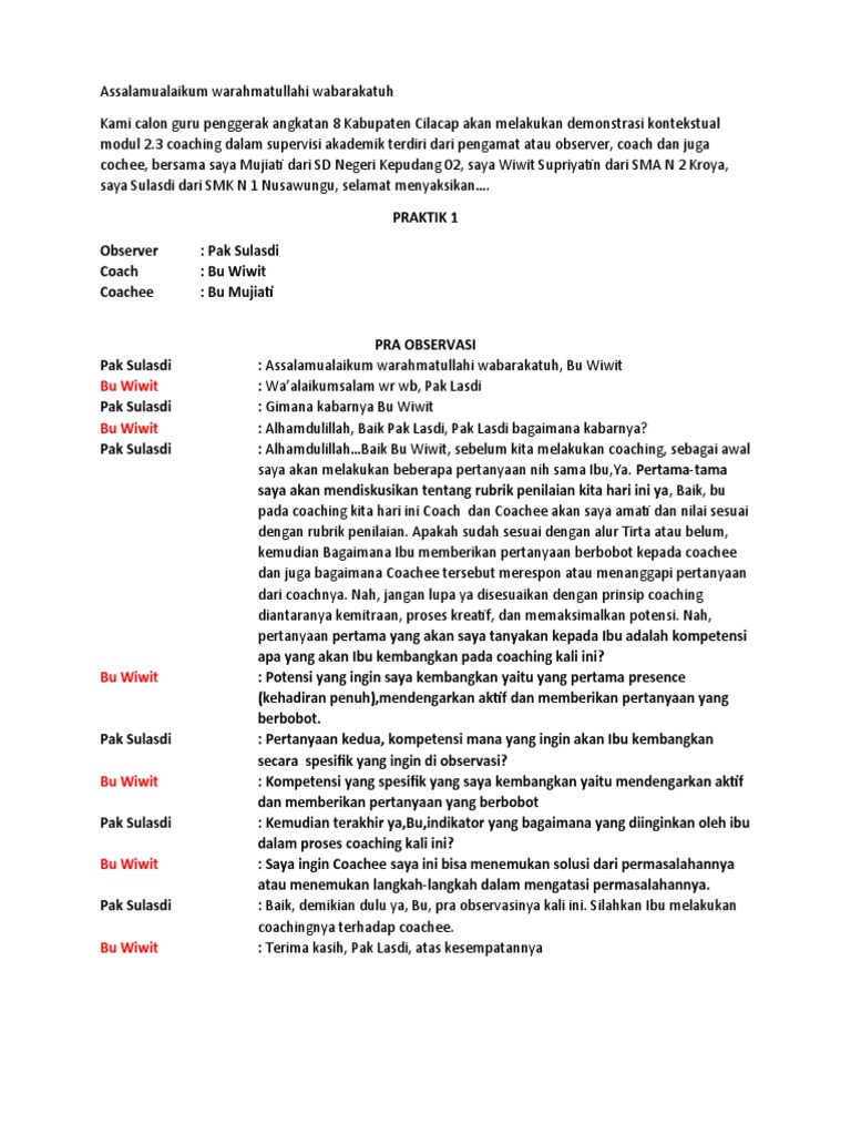 Coaching Supervisi Akademik di Cilacap | PDF