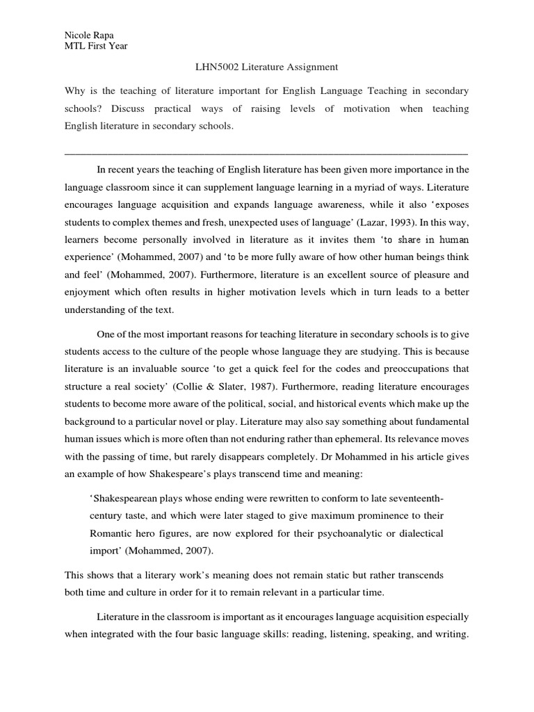 LHN5002 Literature Assignment | PDF | Learning | Teachers