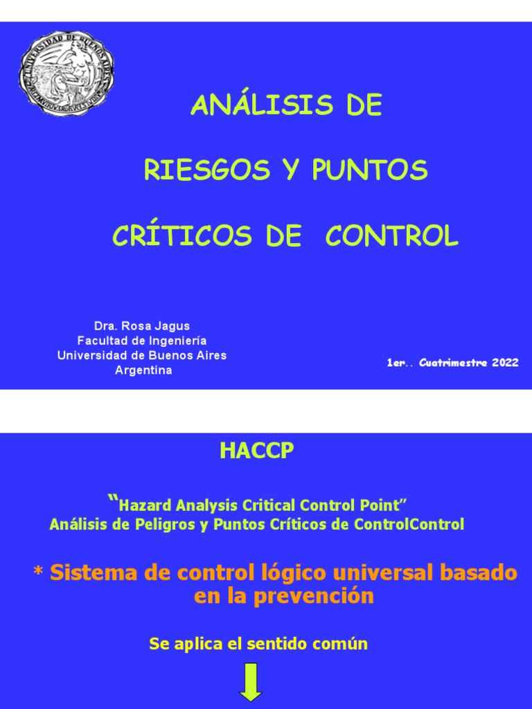 Clase 3 HACCP | PDF | Análisis de Riesgo y Puntos Críticos de Control | Calidad (comercial)