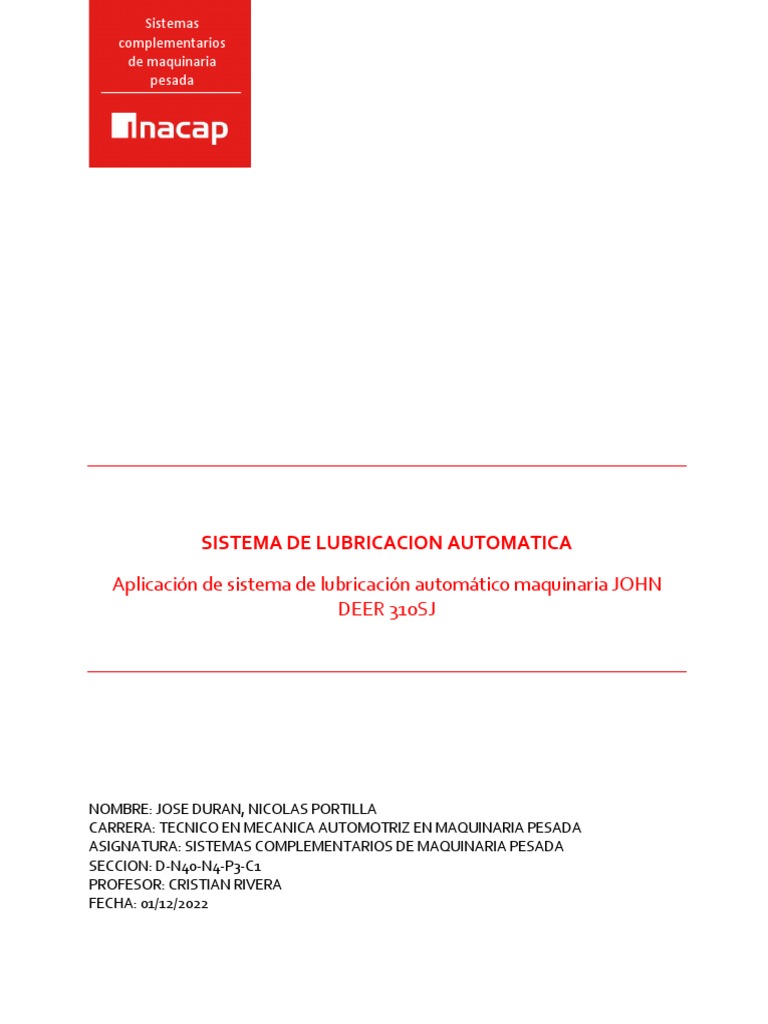 Lubricación Automática en Maquinaria | PDF | Lubricante | Ciencias fisicas
