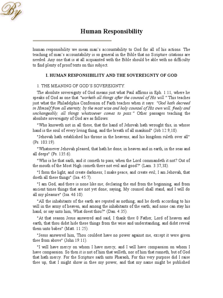 Human Responsibility | PDF | Sin | Adam