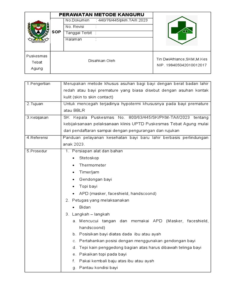 Sop Perawatan Metode Kangguru | PDF