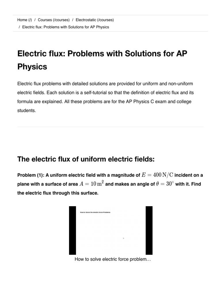 Electric Flux Problems With Solutions For AP Physics | PDF | Flux | Euclidean Vector