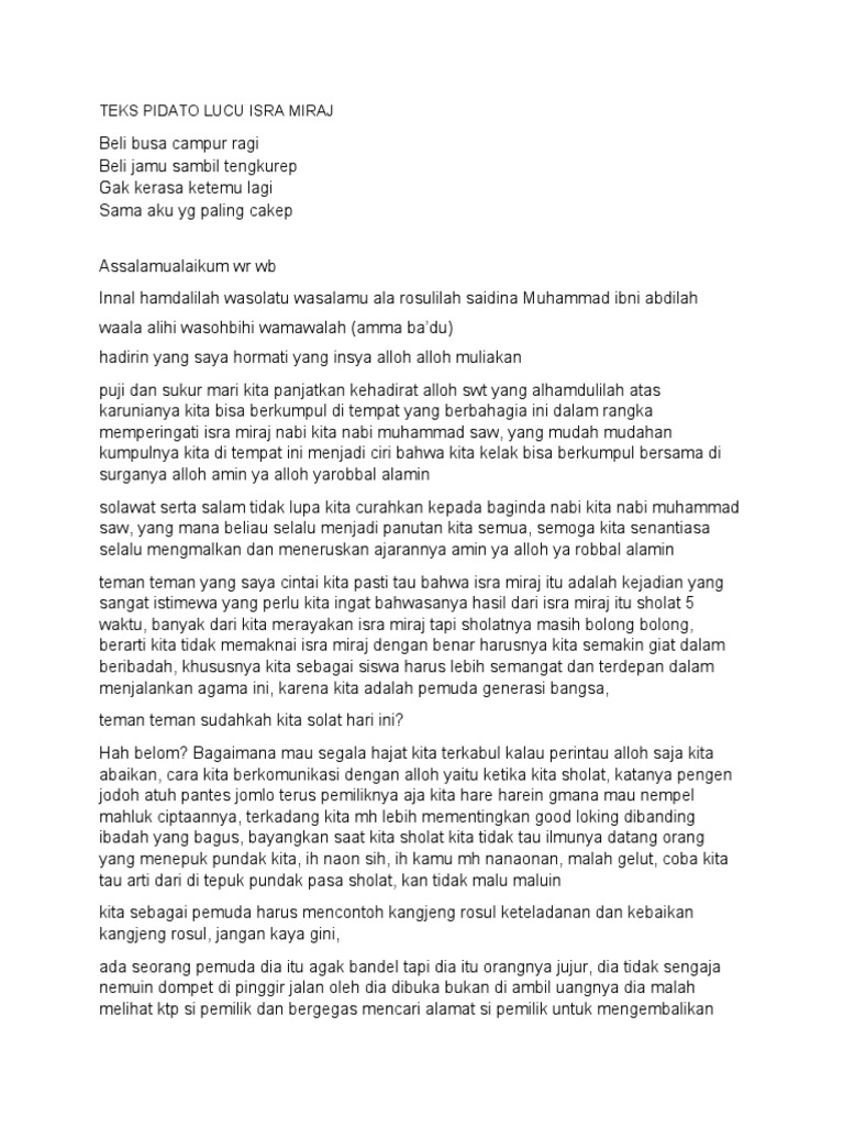 Pidato Lucu Isra Miraj Siswa | PDF | Pengembangan Diri