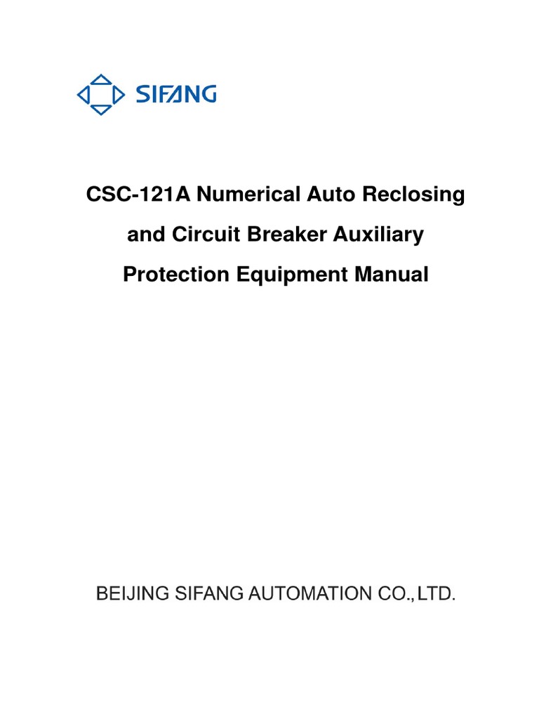 SIFANG - CSC-121A - V1.00 - Numerical Auto Reclosing and Circuit ...