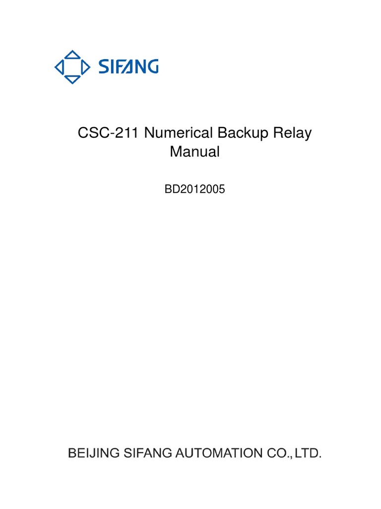SIFANG - CSC-211 Numerical Backup Relay Manual (F0SF.451.085ER) - V1.10 | Download Free PDF ...