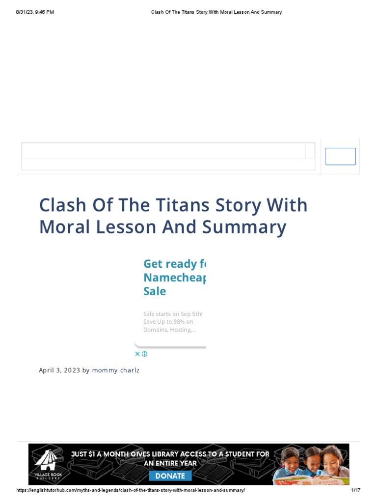 Clash of The Titans Story With Moral Lesson and Summary | PDF | Zeus ...