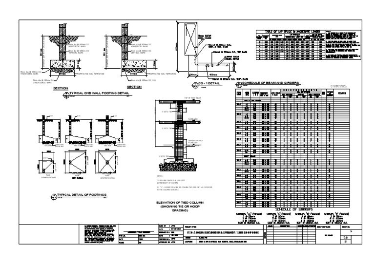Section Section Cs - 1 Detail Schedule of Beam and Girders: 600mm 600mm ...