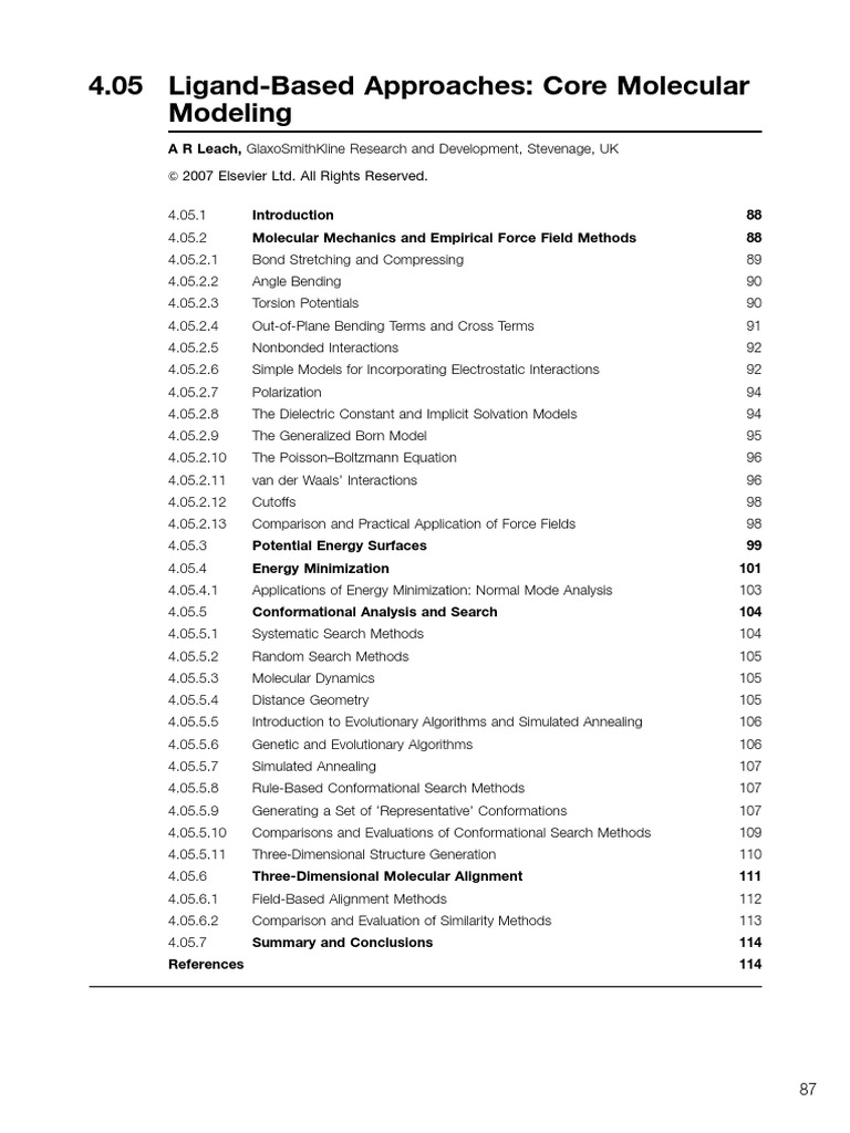 Ligand Based Approaches Core Molecular Modeling | PDF | Force Field (Chemistry) | Molecules