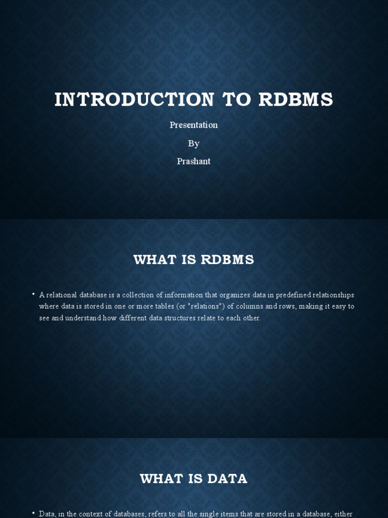 Prashant RDBMS Presentation | PDF | Databases | Computer File