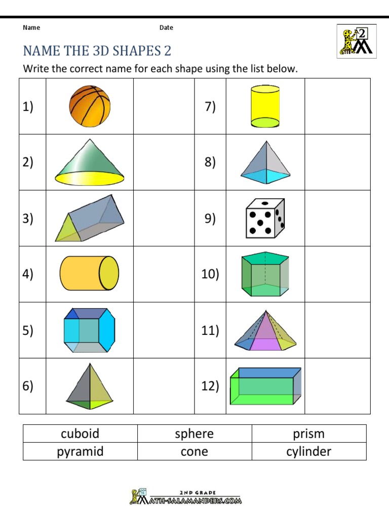 Name 3d Shapes 2 | PDF