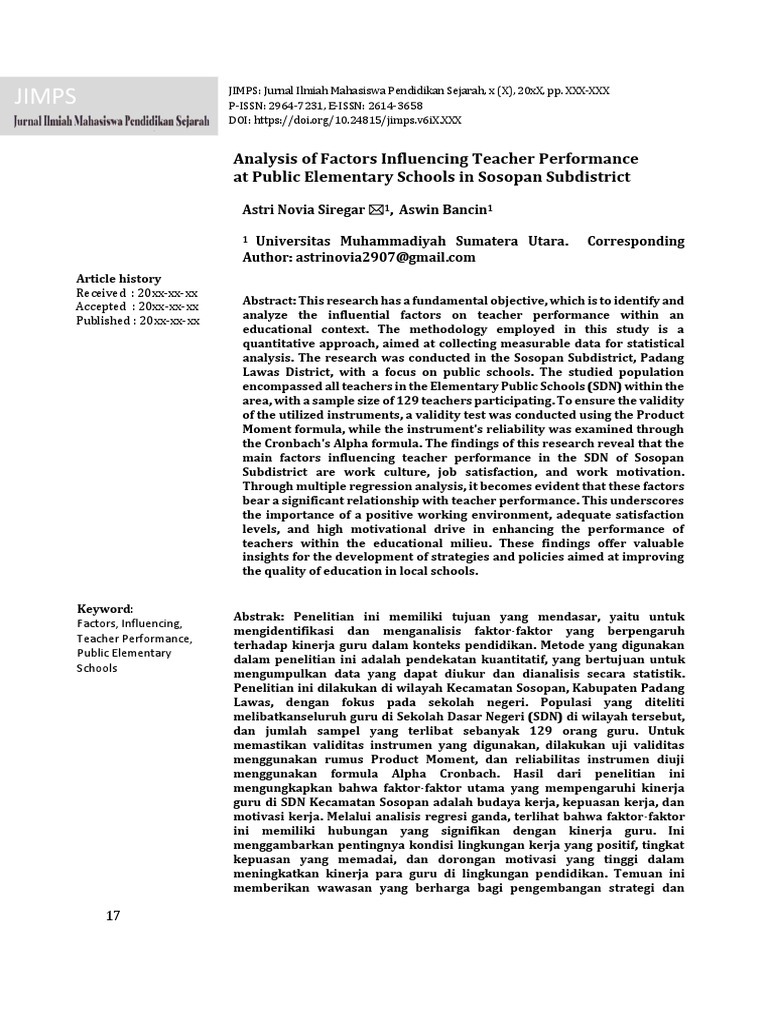 Factors Affecting Teacher Performance | PDF | Statistical Significance | Statistical Hypothesis ...