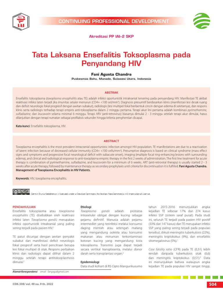 CPD-Tata Laksana Ensefalitis Toksoplasma Pada Penyandang HIV | PDF