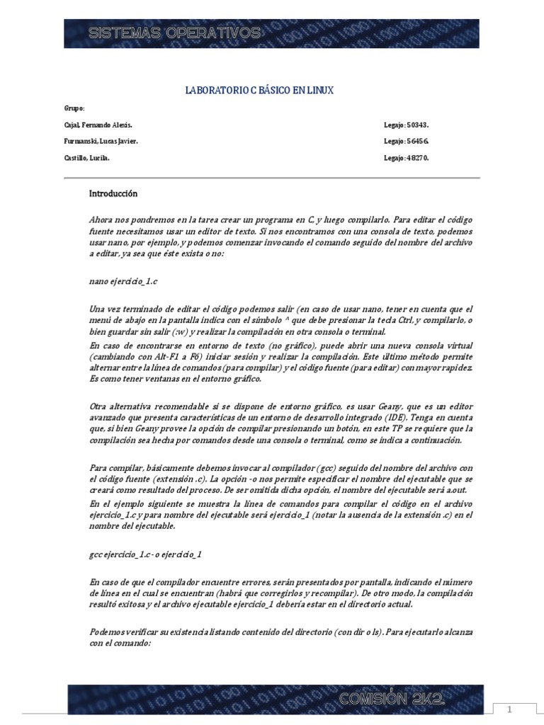 Laboratorio C Basico en Linux | PDF | Unidad Central de procesamiento | Caché (Computación)