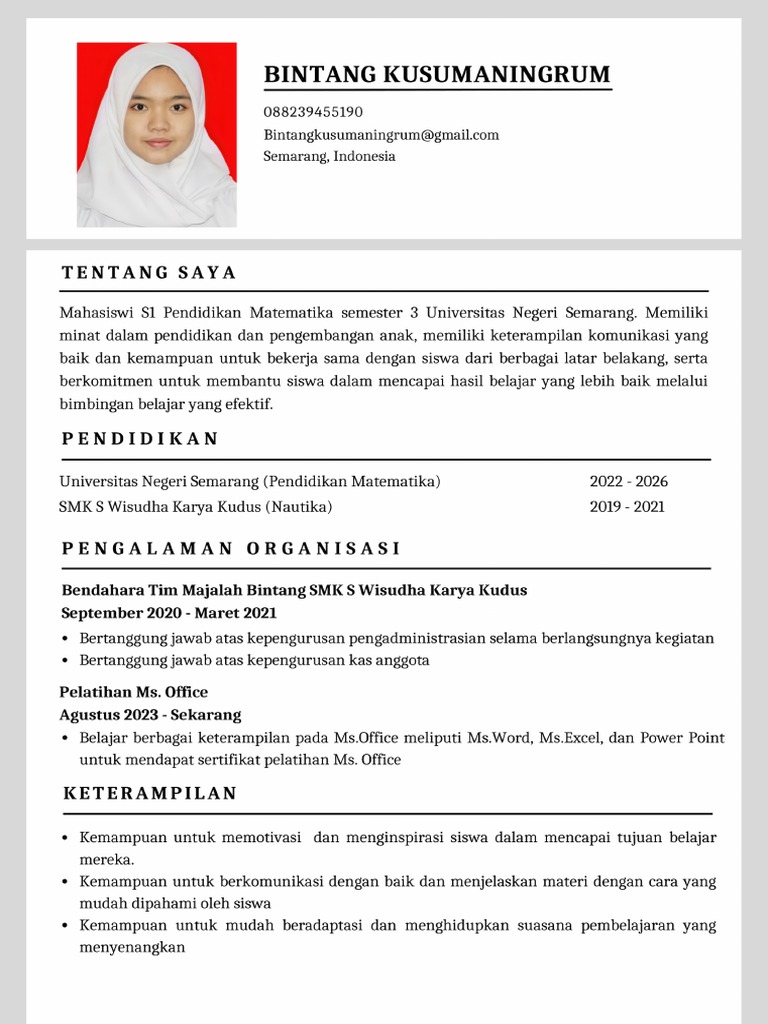 CV Bintang Kusumaningrum | PDF