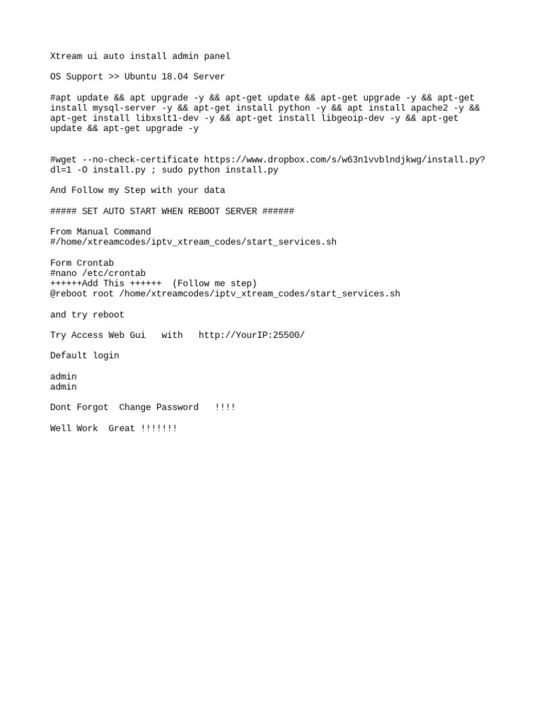 Xtream UI Auto Install Guide for Ubuntu | PDF