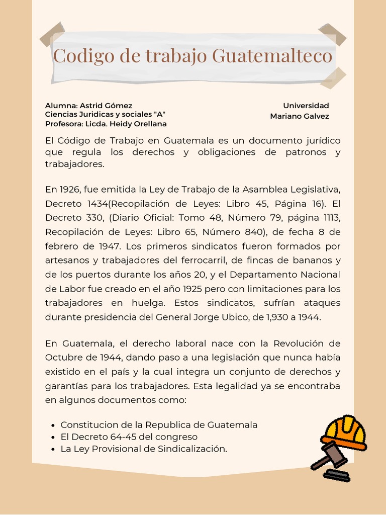 Historia del Código de Trabajo en Guatemala | PDF