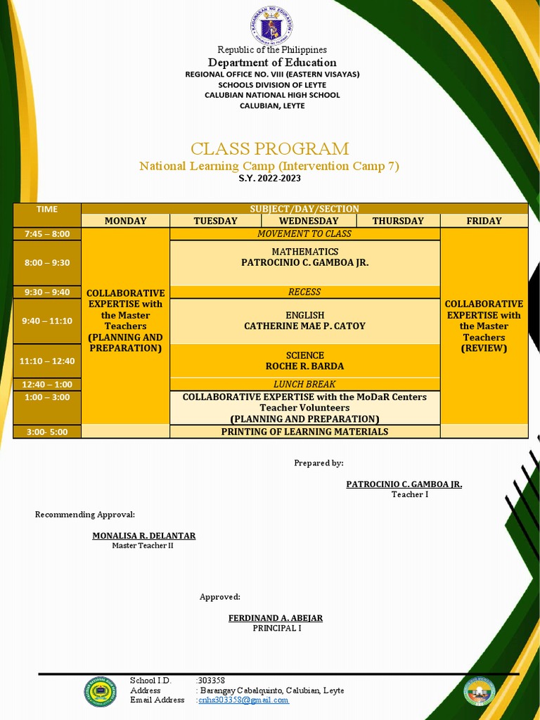 tOCTOC NLC Class-Program | PDF