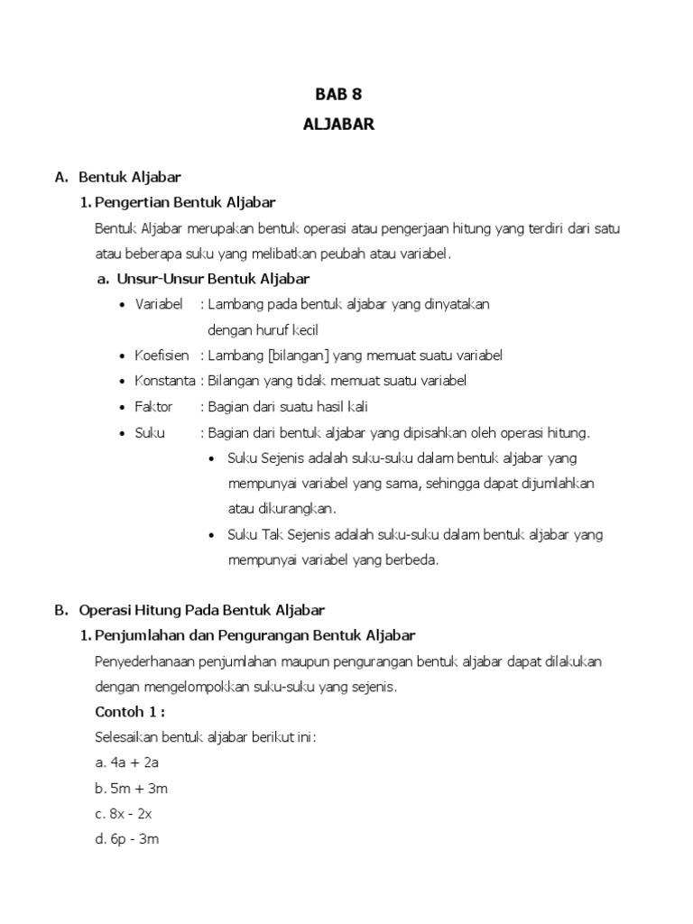 Materi Aljabar | PDF