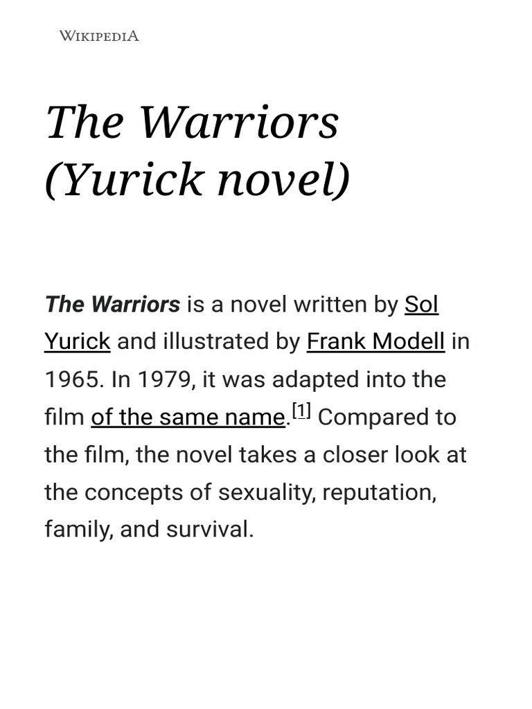 The Warriors: A Novel by Sol Yurick | PDF