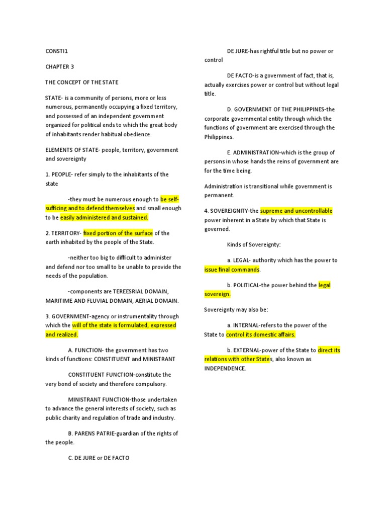 CONSTI1-CHAPTER 3 Concept of The STATE | PDF | Sovereignty | Justice