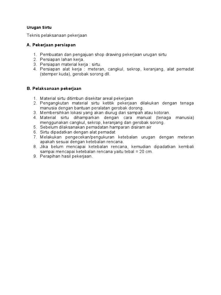 Proses Pekerjaan Urugan Sirtu | PDF