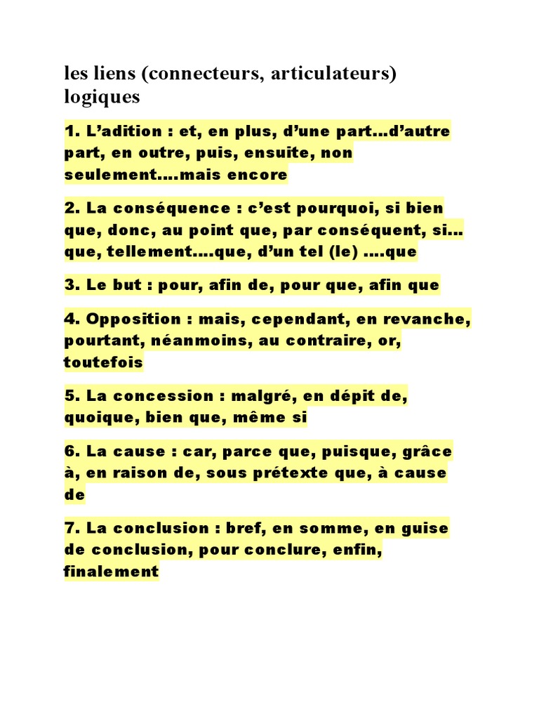 Connecteurs logiques pour argumentation | PDF | Liberté