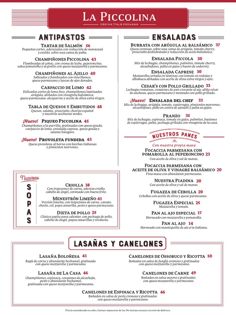 AFNueva Carta Piccolina 2023 | PDF | pesto | ensalada