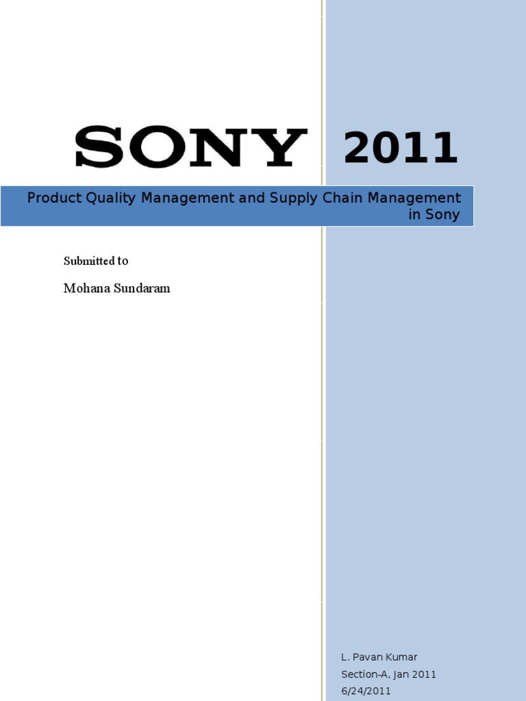 Quality Management and Supply Chain Management in Sony | Supply Chain ...
