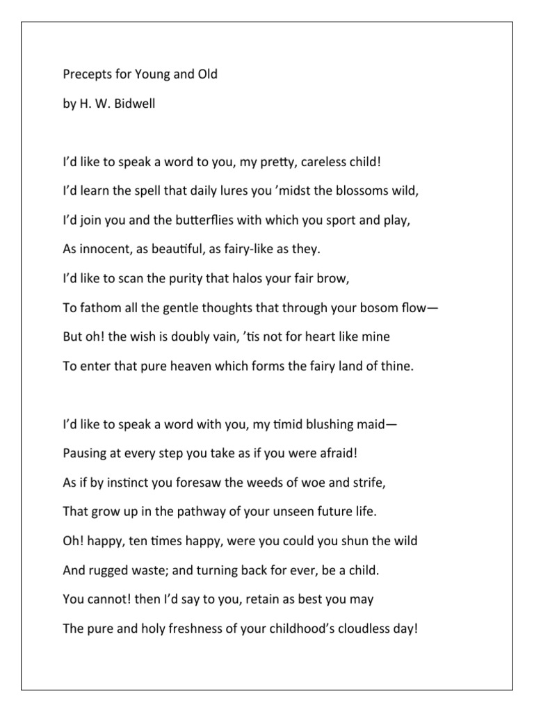 Precepts For Young and Old | PDF