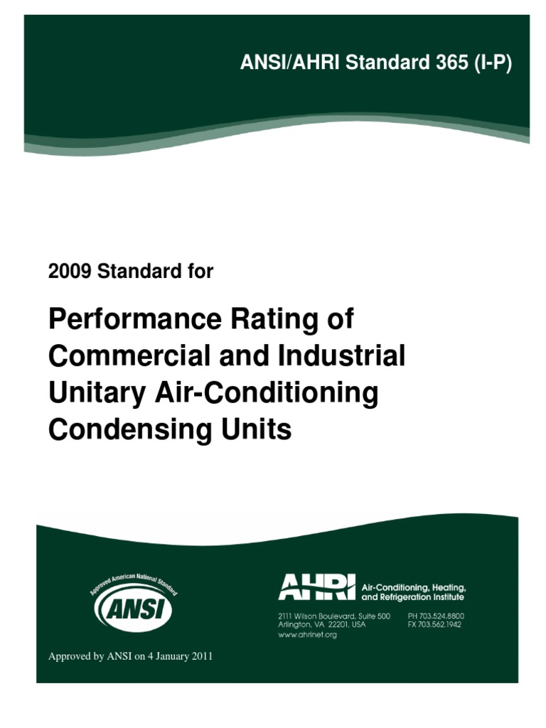 ANSI AHRI Standard 365 I-P 2009 | PDF | Air Conditioning | Heat Transfer