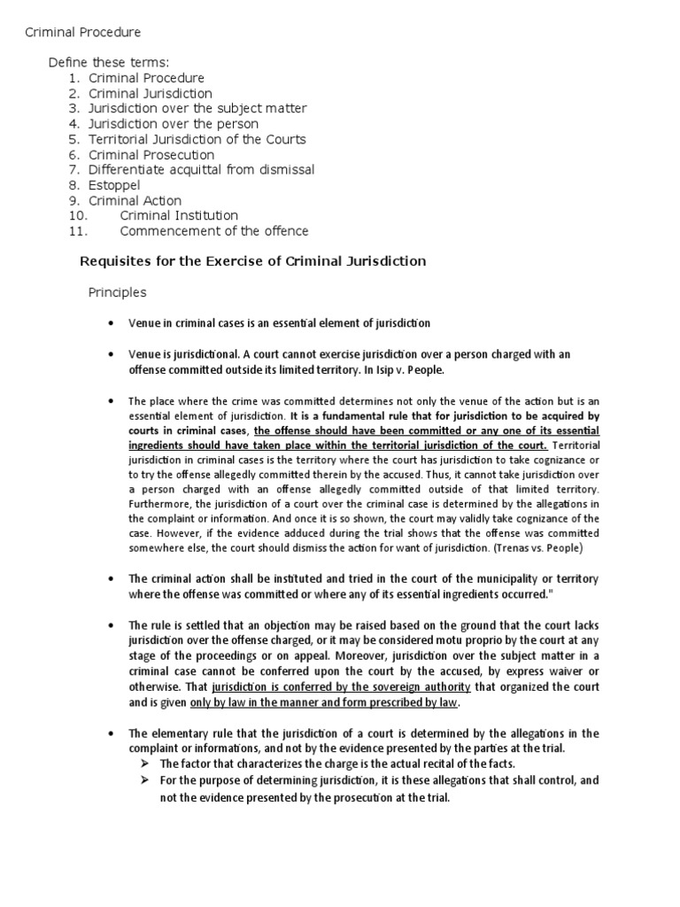 Principles On Criminal Procedure | PDF | Jurisdiction | Crimes