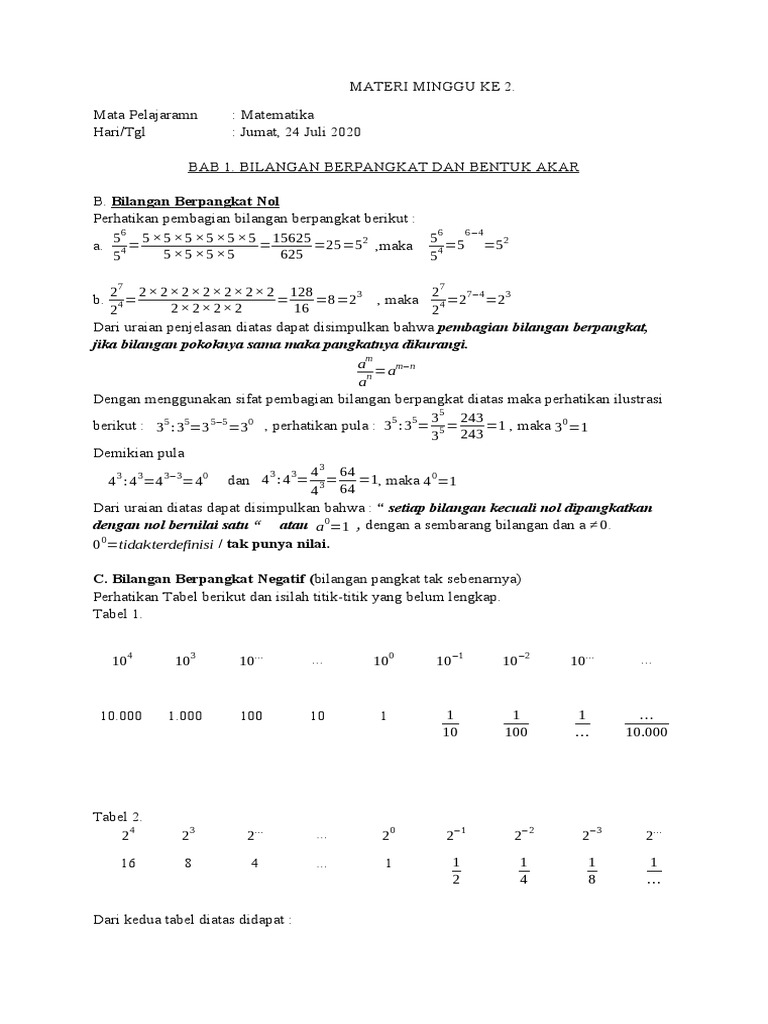 Materi BDR 2 Pangkat Dan Akar | PDF | Metode & Bahan Ajar