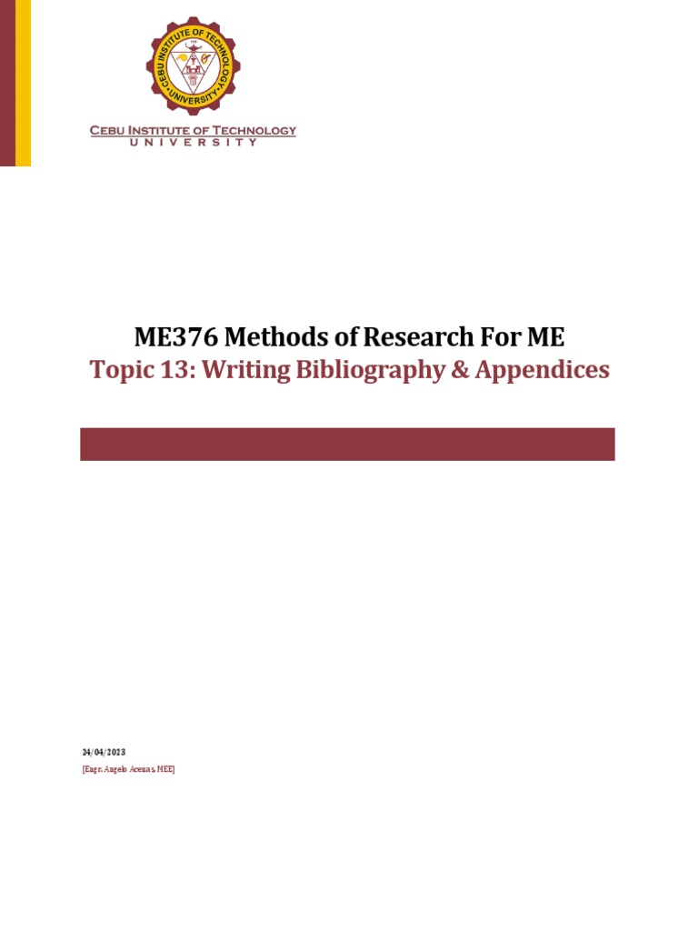 ME376 - Topic 13 - Writing The Bibliography and Appendices | PDF ...