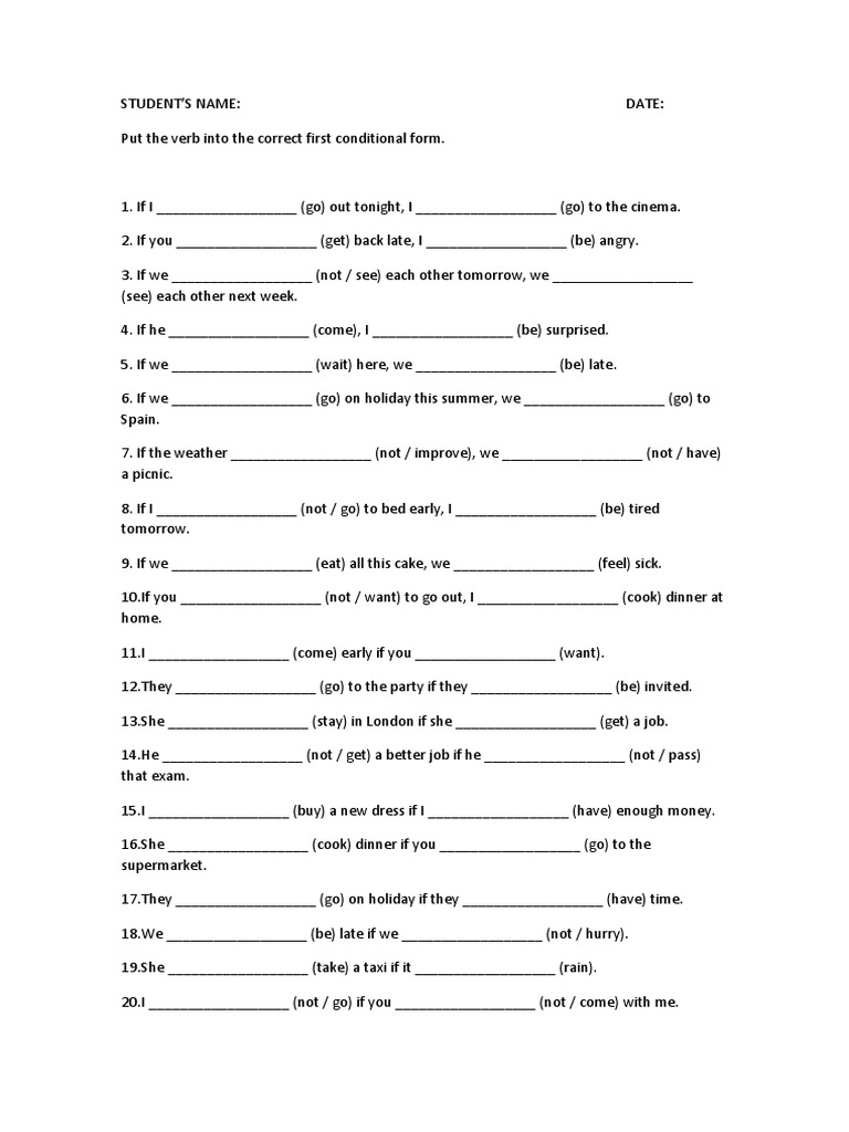 Conditional Sentences Type 1 | PDF