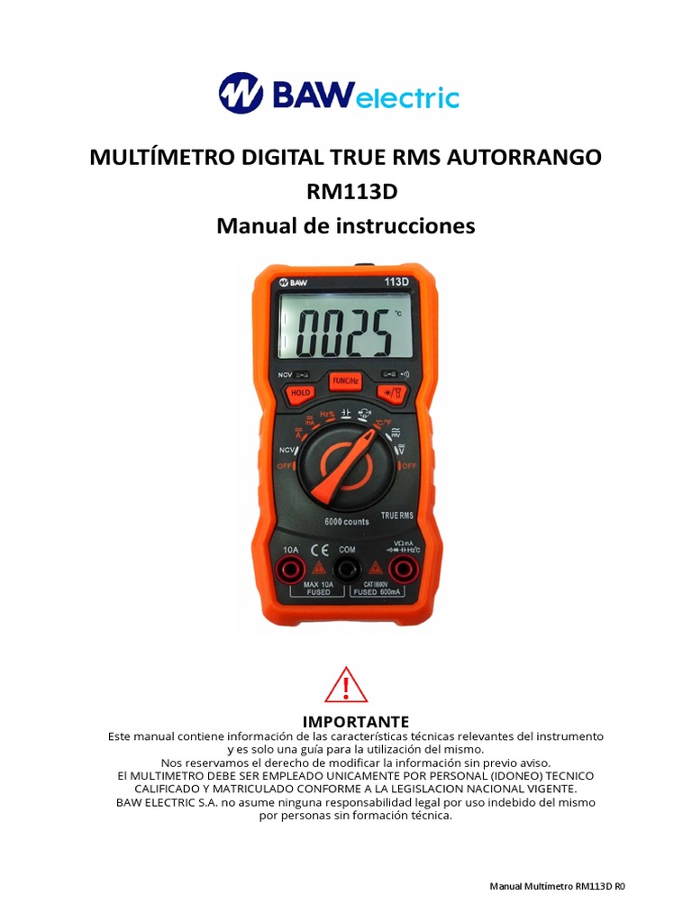 Manual Multimetro RM113D | PDF | Condensador | Corriente eléctrica