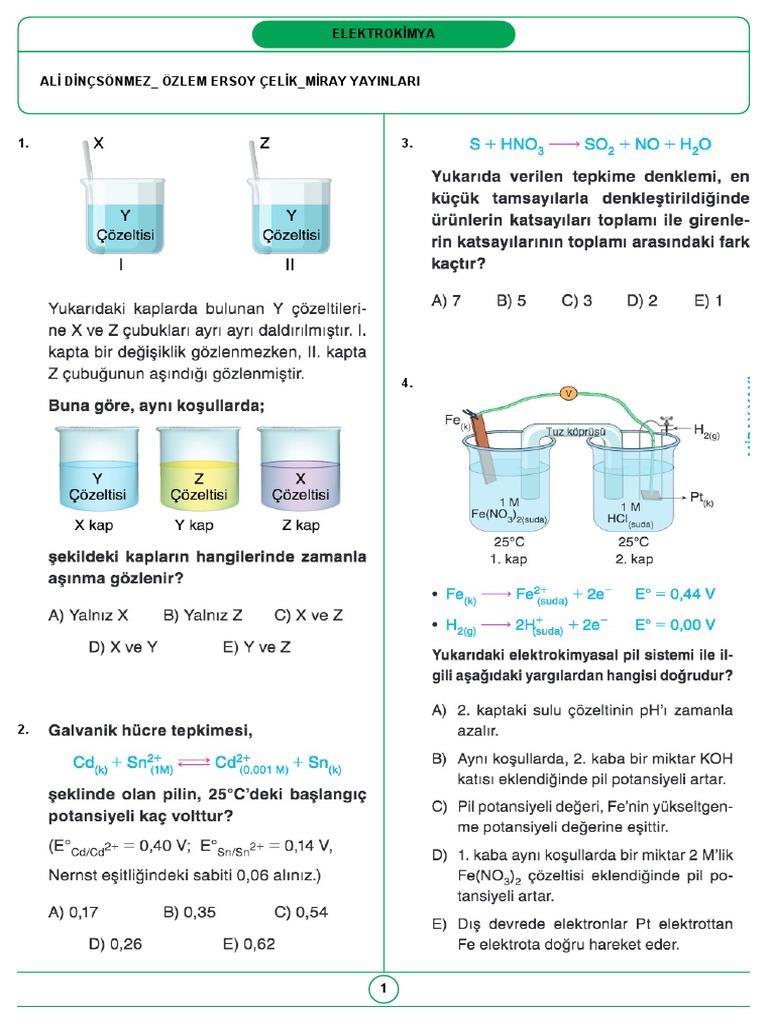 Elektrokimya-Miray yayinlari-AliDincsonmez | PDF