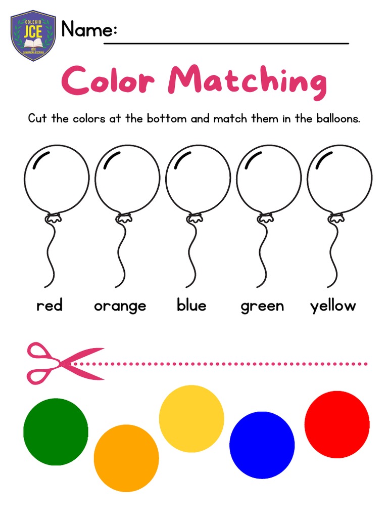 Colorful Simple Color Matching Practice Worksheet | PDF