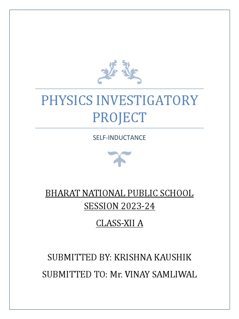 Self-Inductance Investigatory Project | PDF | Inductor | Inductance
