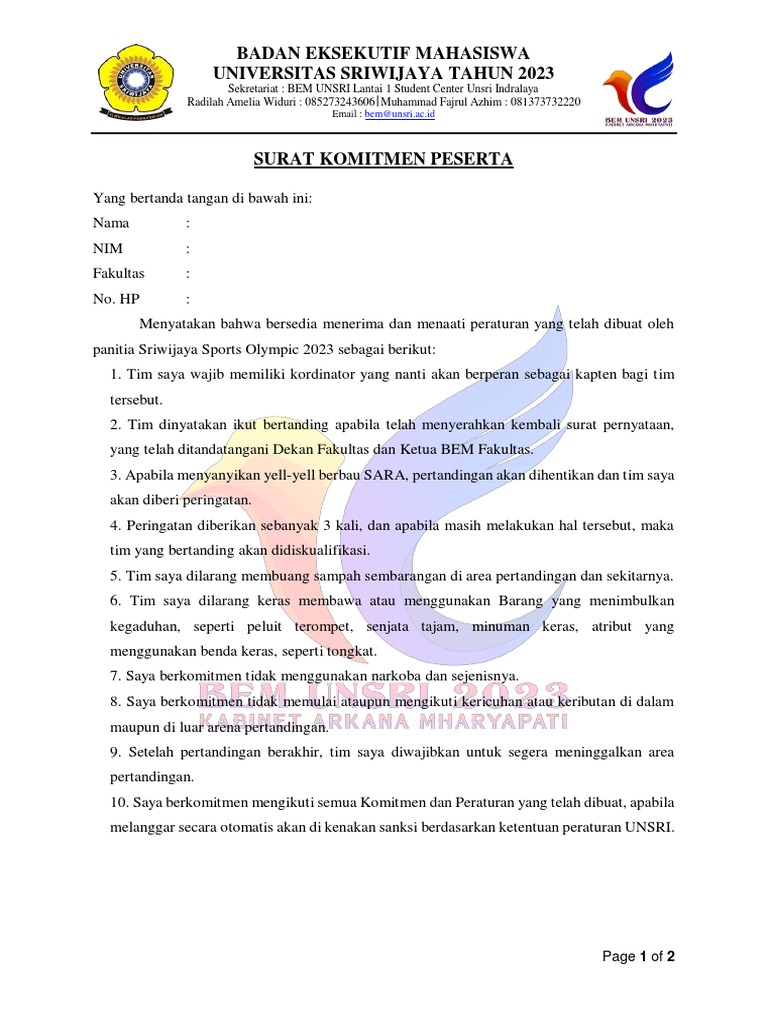Surat Komitmen Peserta | PDF