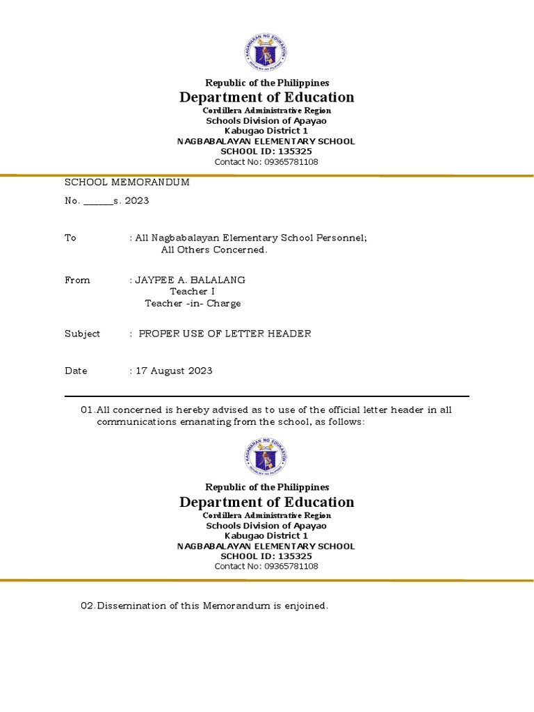 001 Proper Use of Letter Header | PDF